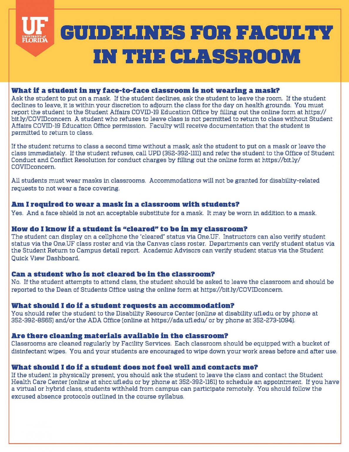 Guidelines for Faculty in the Classroom - UF College of Journalism and ...