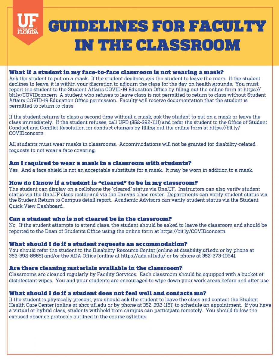 Guidelines for Faculty in the Classroom - UF College of Journalism and ...