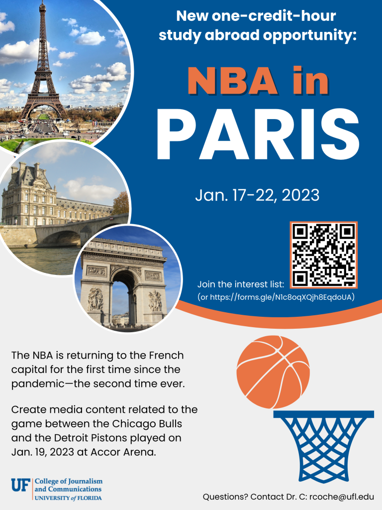 Study Abroad Opportunity: NBA in Paris - UF College of Journalism and ...