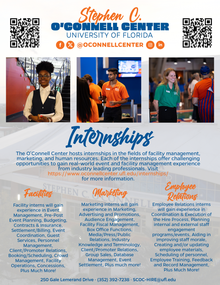 The Stephen C. O'Connell Center is Hiring Student Interns! - UF College ...