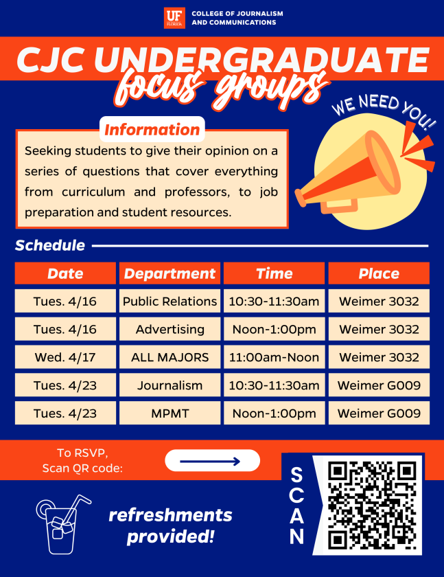 CJC Undergraduate Focus Groups - Refreshments Provided! - UF College of ...